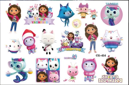 Gaby Poppenhuis Geïnspireerd Speelgoed Tattoo Sticker Waterproof - Gaby ...