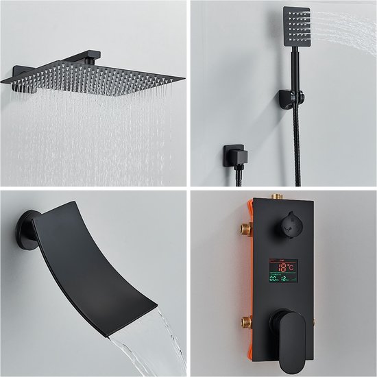 Matzwarte LED digitale display douchekraan set | bol.com