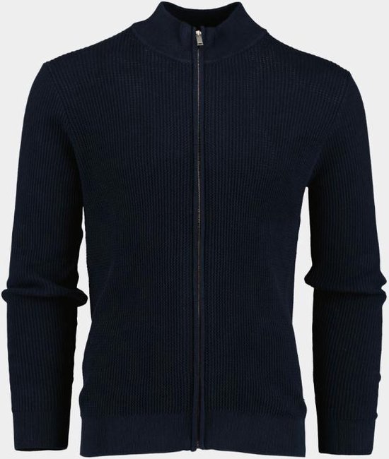 Bos Bright Blue Vest Blauw Wim Full Zip Fancy Knit 22305WI17SB/290 navy ...