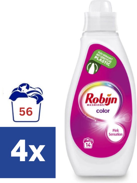 Robijn Color Pink Sensation Vloeibaar Wasmiddel - 4 x 700 ml (56 ...