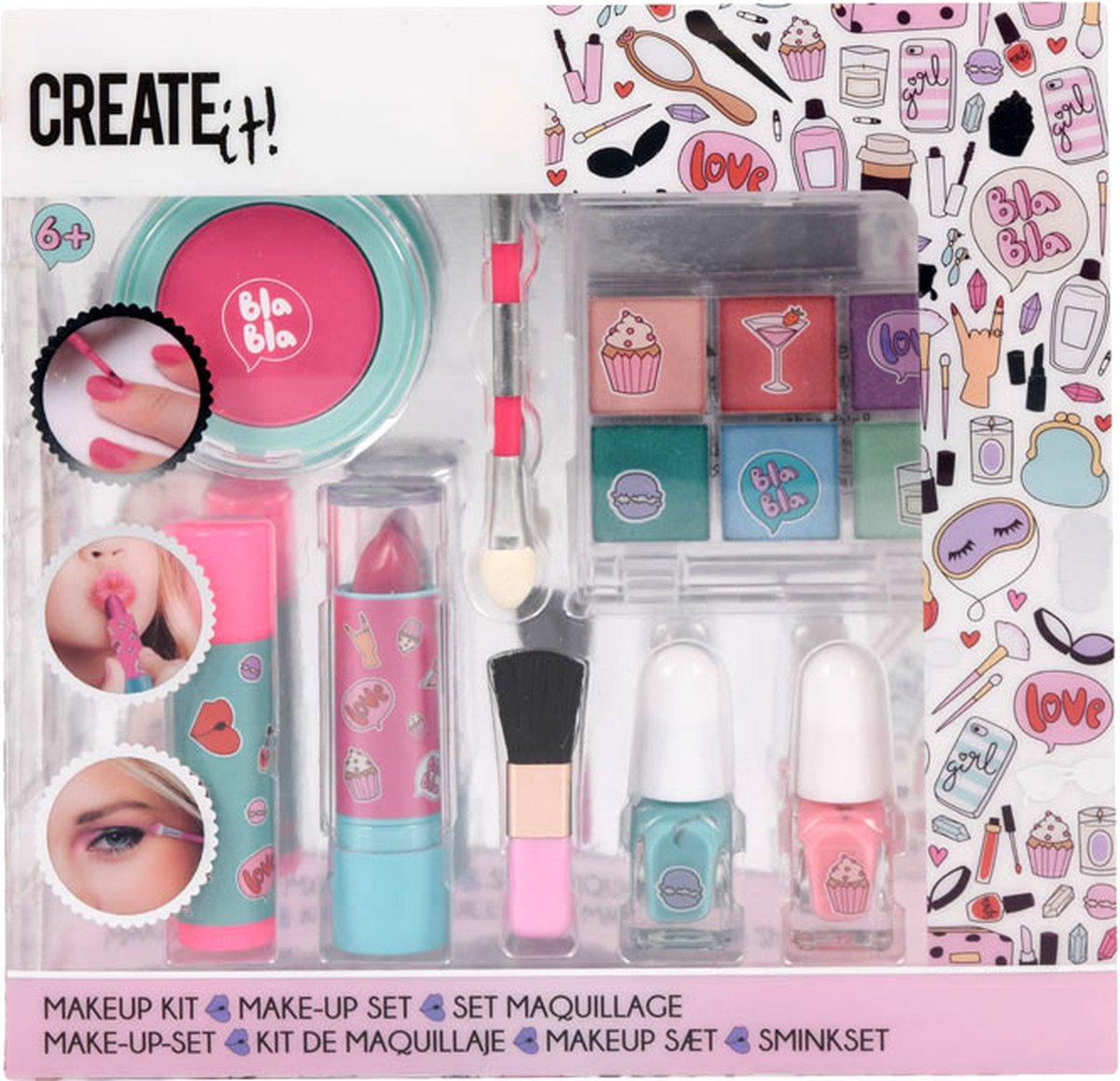 Create it! Make-up set Roze/Turquoise | bol.com
