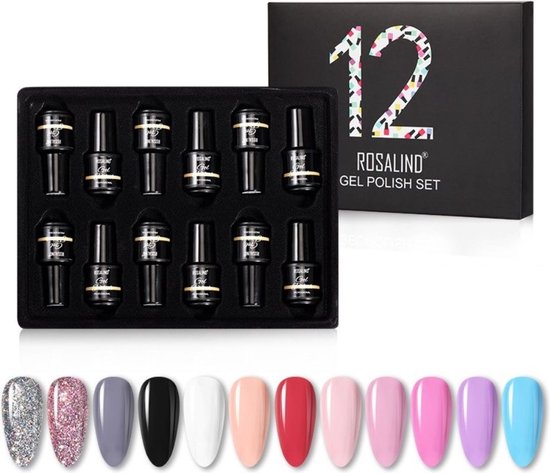 Rosalind® Gellak starterspakket - 12 kleuren - Gel nagellak set - UV ...