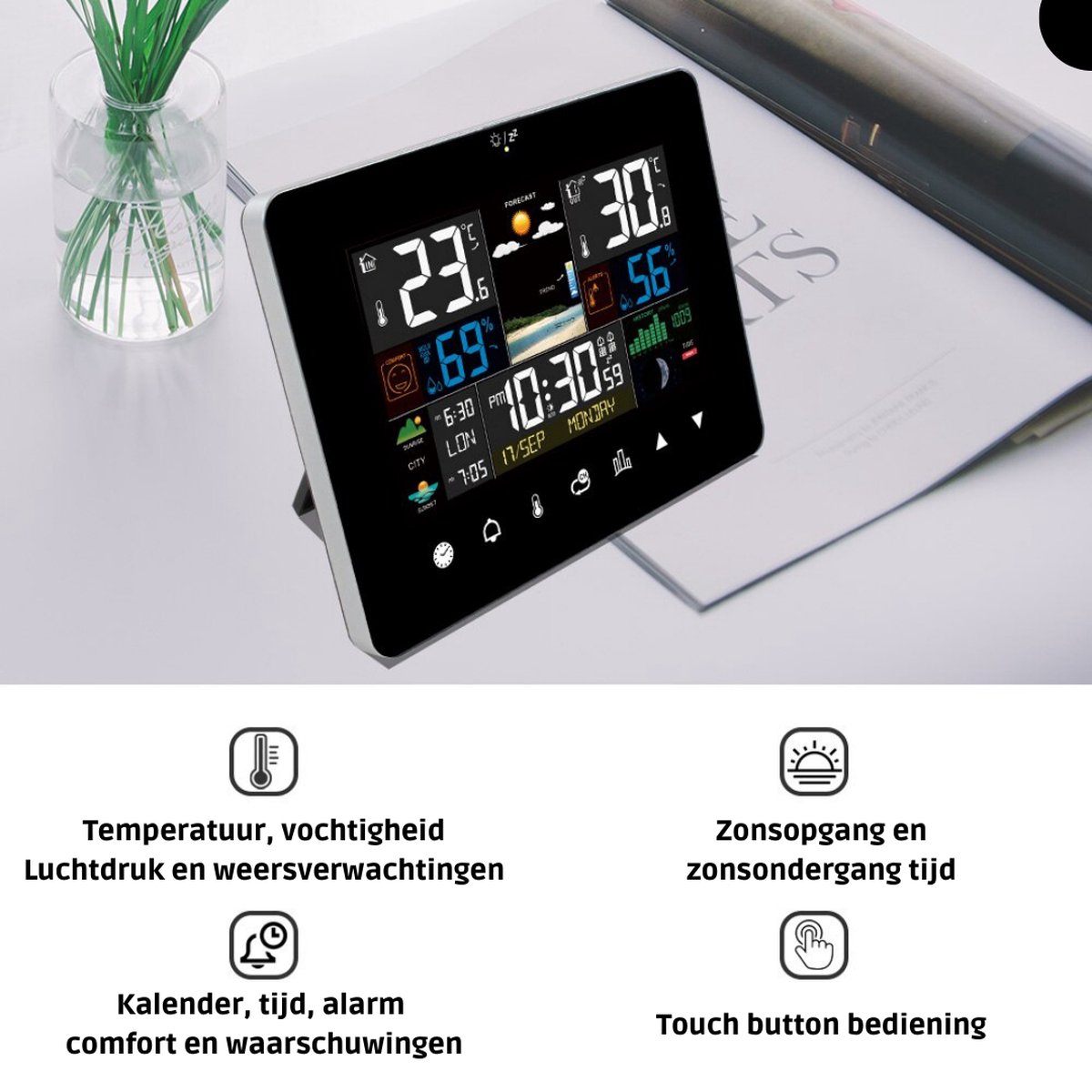 Temperatuurmeter Binnen - Weerstation Voor Binnen En Buiten - Draadloos ...