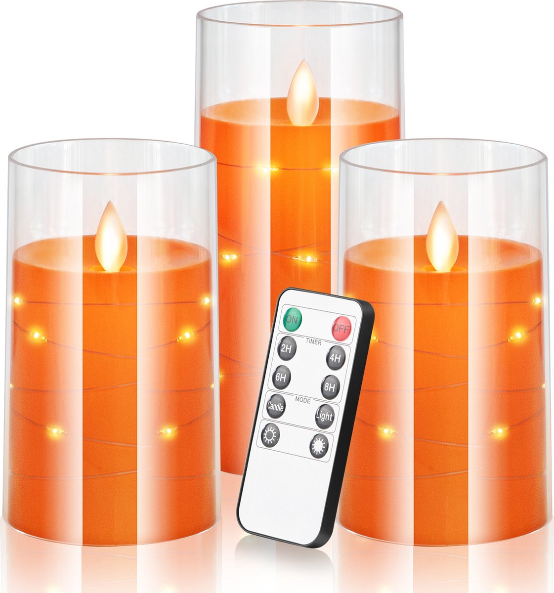 LED kaarsen met lichtslingers, vlamloze kaarslichten met ...