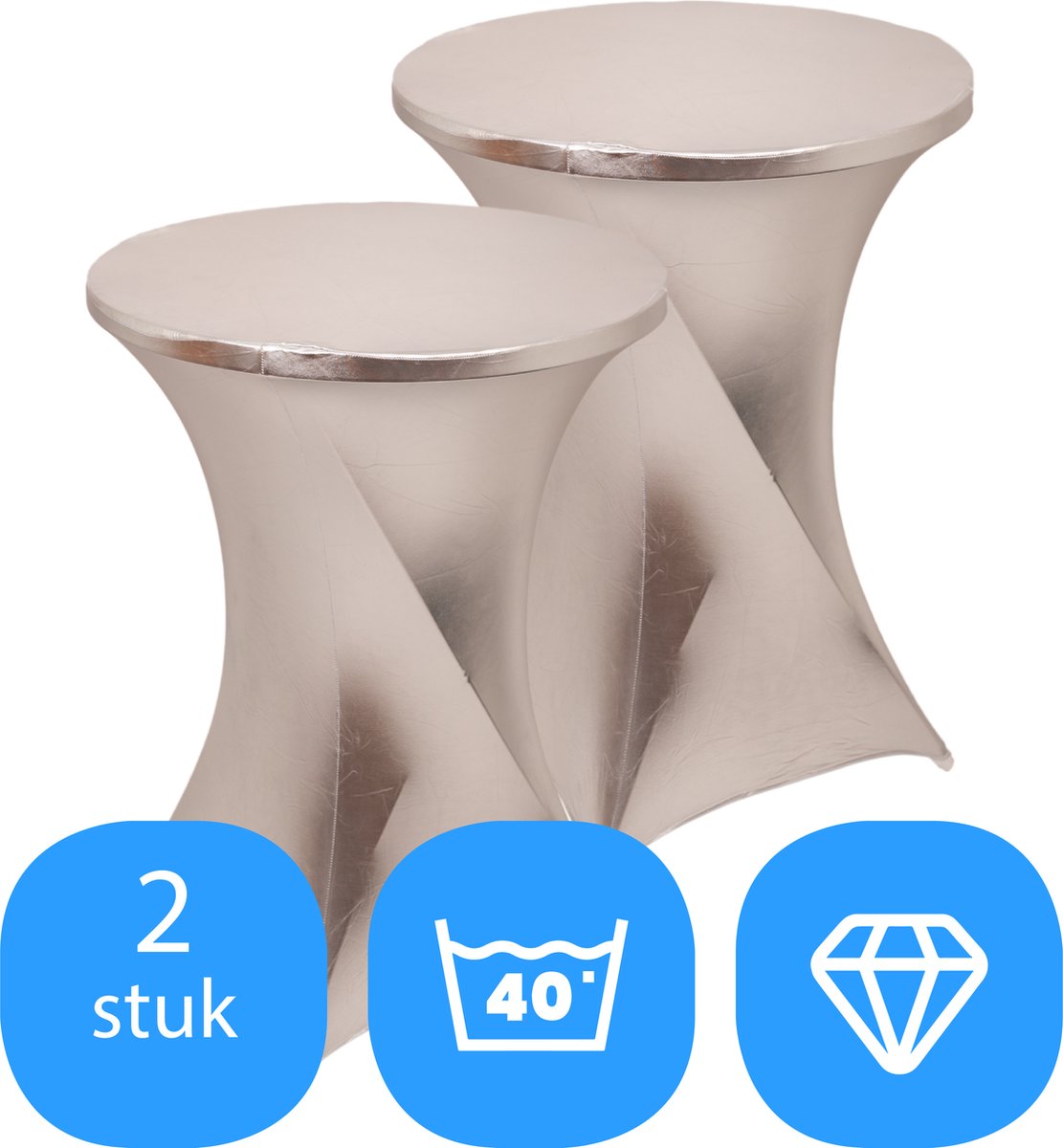 Statafelrok Zilver x 2 – ∅80-85 x 110 cm – Statafelhoes Stretch 2 Stuks – Tafelhoezen... | bol.com