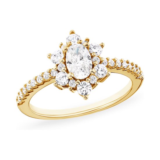 Favs Dames Dames ring 925 sterling zilveren Zirkoon 50 Geelgoud ...