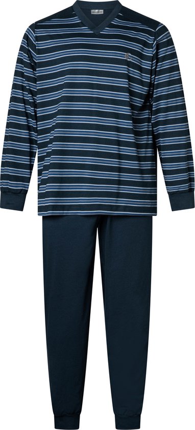 Gentlemen katoenen heren pyjama 4206 - V-hals - XXL - Blauw | bol.com