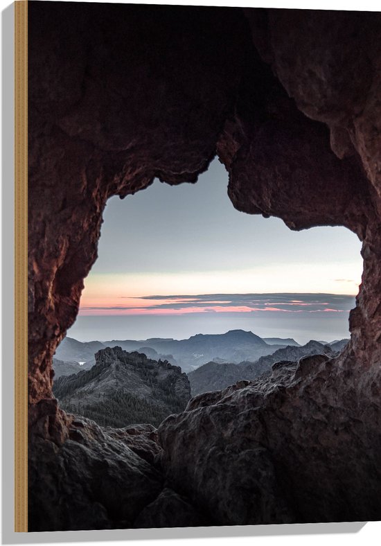 WallClassics - Hout - Uitzicht over Rotsen en Roze Lucht - 50x75 cm ...