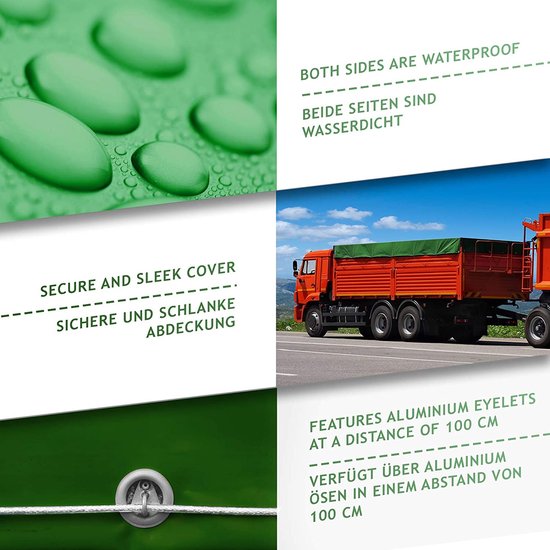 Jago- Afdekzeil groen 650 g/m², 4 x 8 meter, waterdicht en scheurvast ...