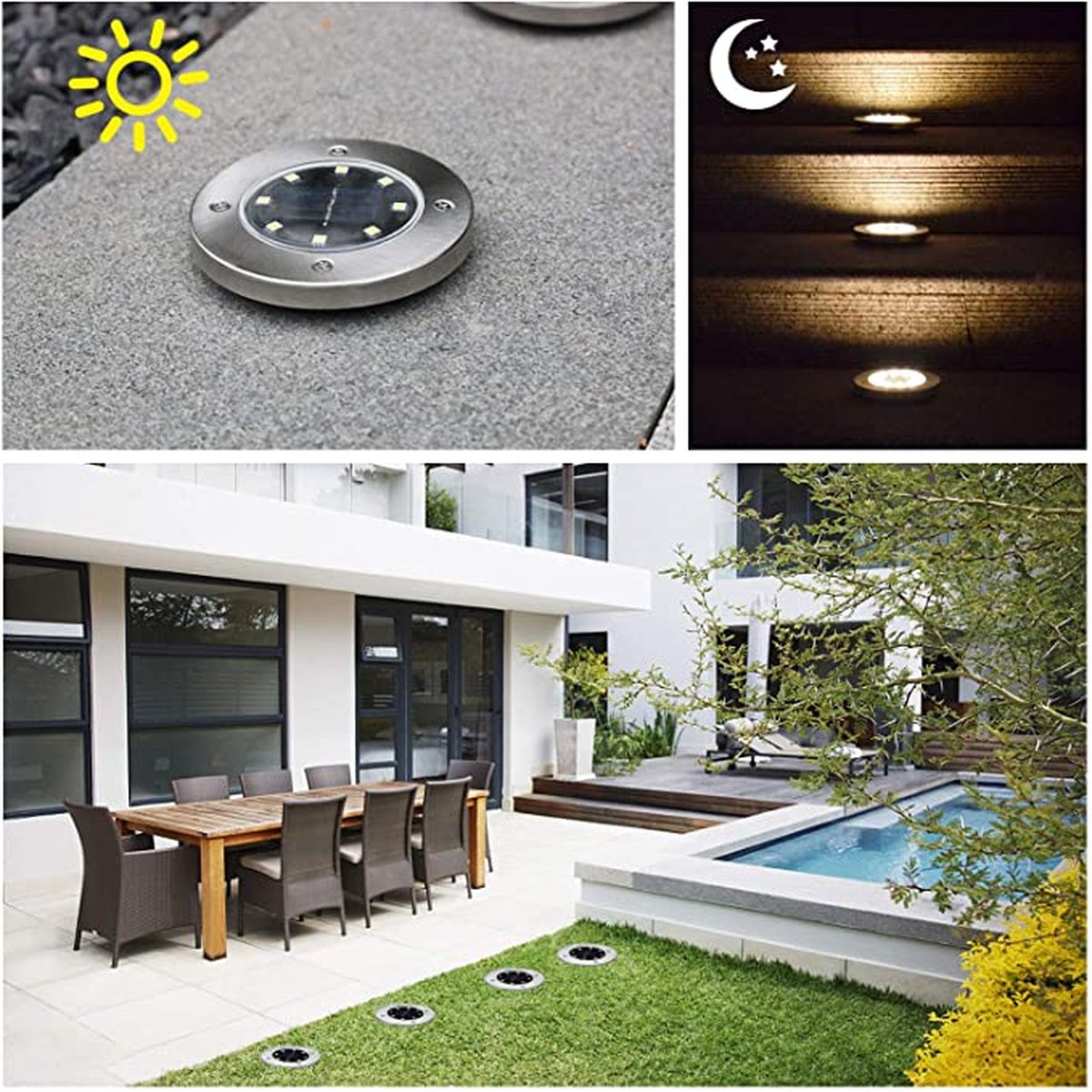 Solar Led Zonne-Energie 10 Stuks - RVS - Grondspot - Buitenlamp ...