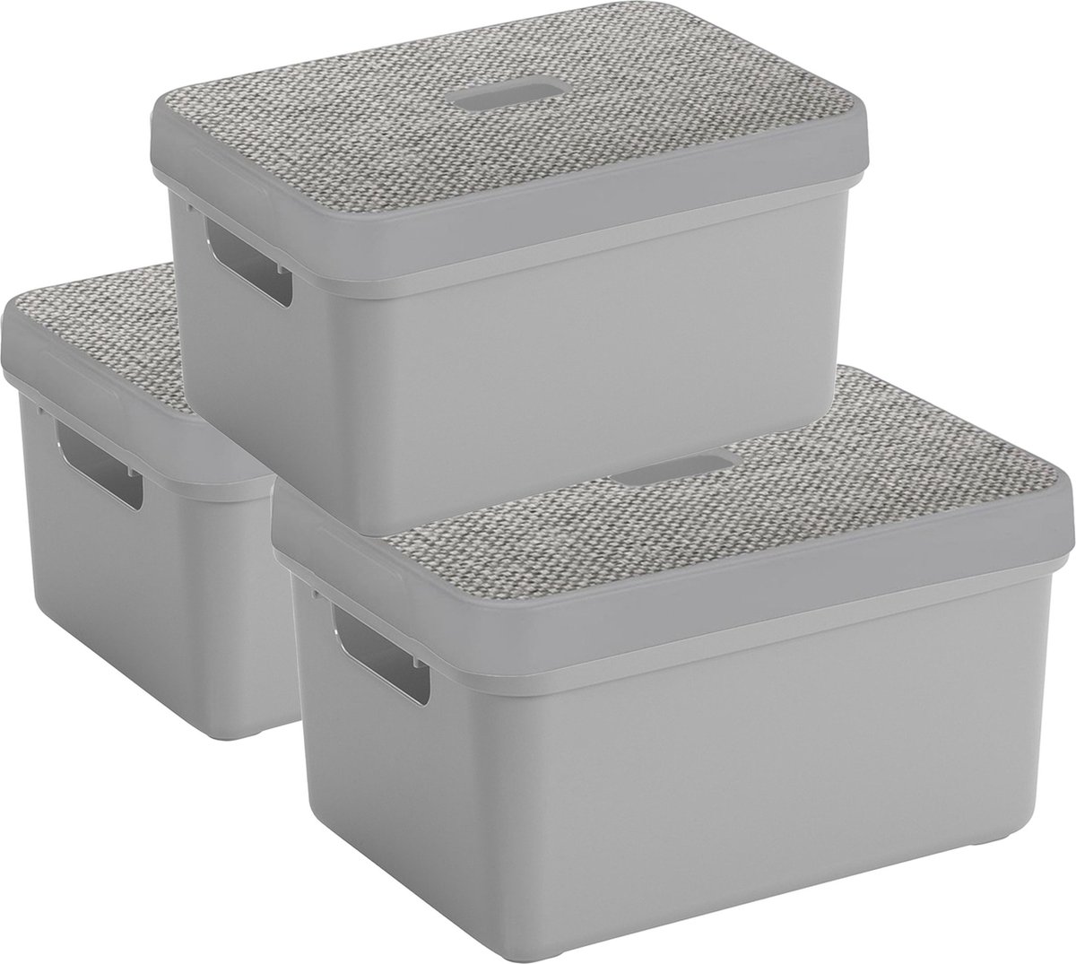 Sunware Opbergbox - lichtgrijs - 5 liter - set van 3x stuks met deksel ...