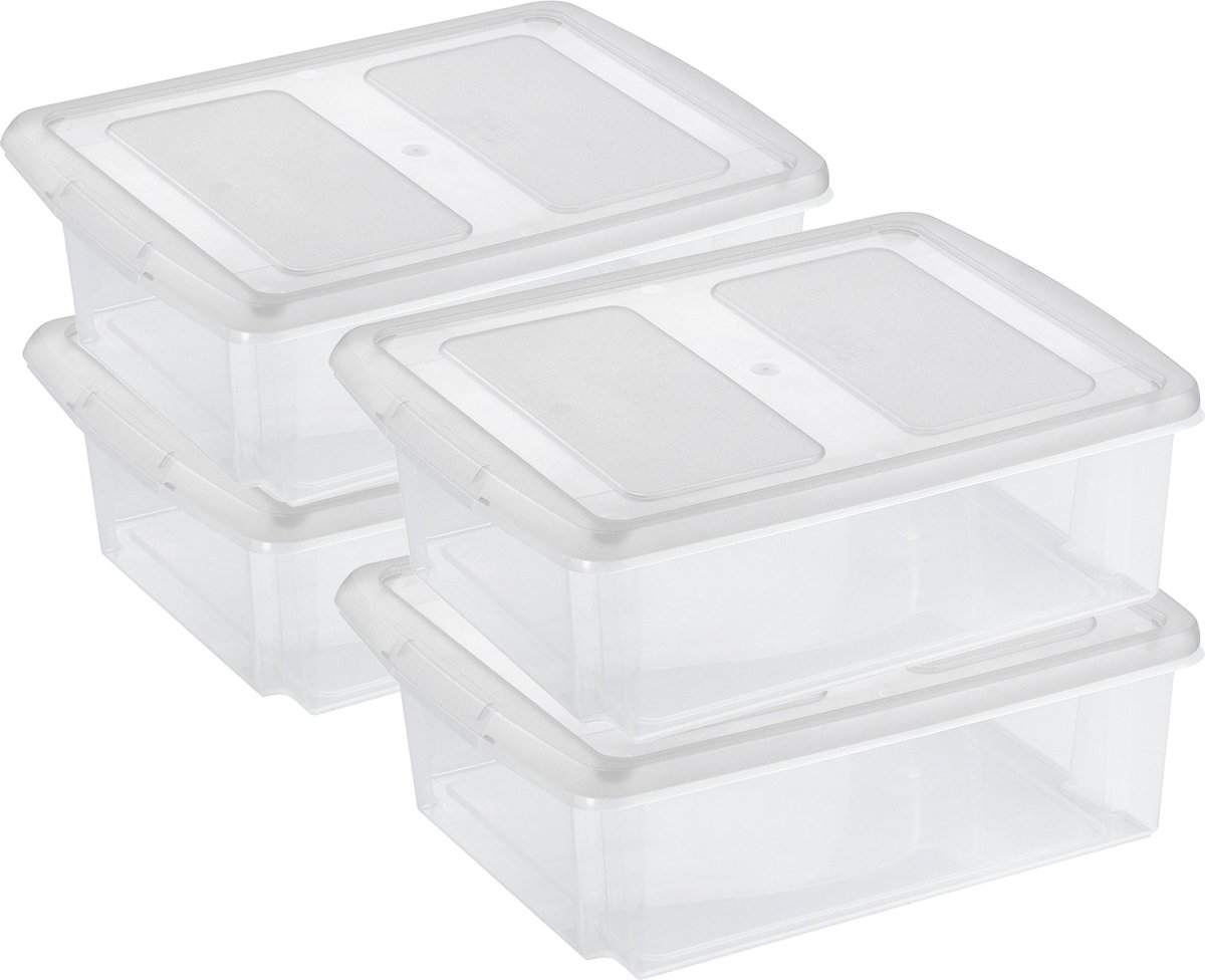 Sunware set van 4x opslagboxen 17 liter transparant 45 x 36 x 14 cm met ...