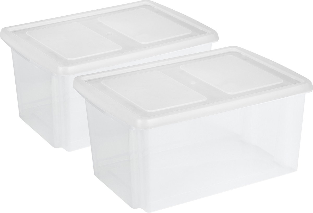 Sunware 2x opslagbox 51 liter transparant 59 x 39 x 29 cm met ...