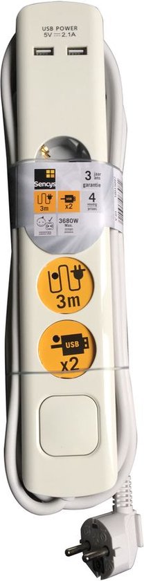 Sencys Stekkerdoos - USB - 4-polig - 3m | bol