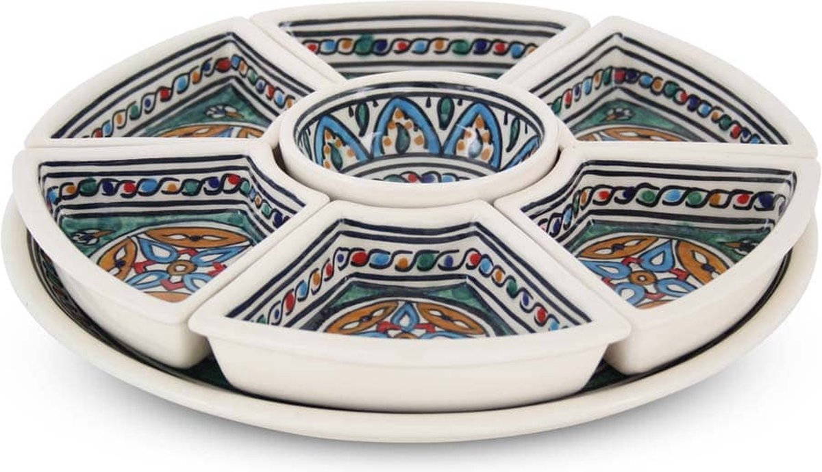 Marokkaanse Tapas Set Rond 8-delig Multi Ø 30 x 5cm | bol.com