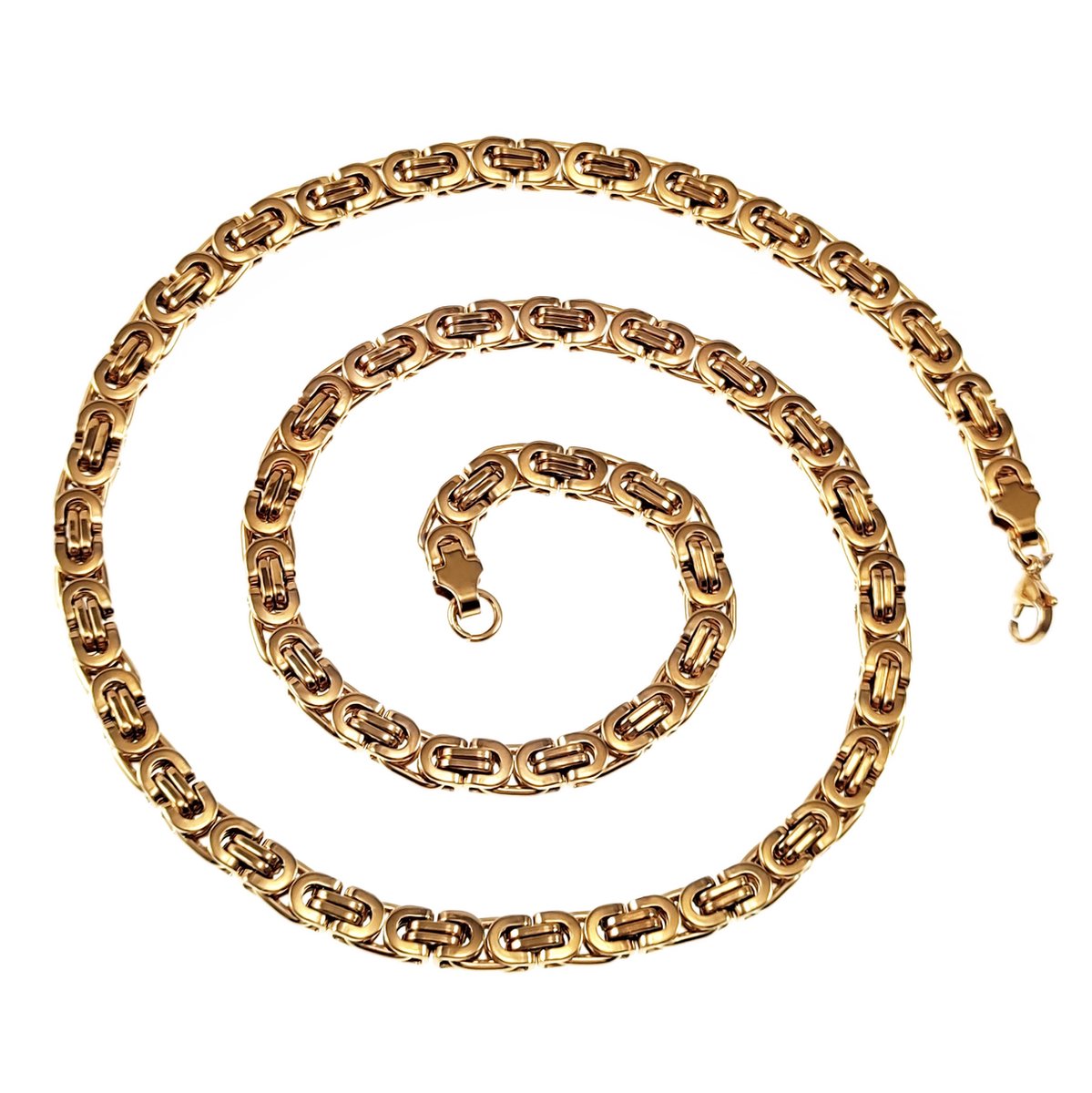 60cm x 6,5mm Platte Koningsketting Heren - Stalen Goud Kleur ...