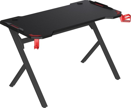 MIRA Home - Gamingtafel - Bureau - Zwart/Rood - Hout/Kunststof ...