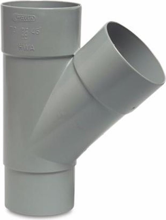 T-stuk 45° PVC-U 80 mm lijmmof x lijmmof x verjonging grijs | bol