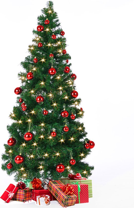 Kerstboom met verlichting en versiering - Kunstkerstboom - Kunstboom ...