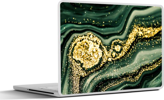 Sticker ordinateur portable - 17,3 pouces - Marbre - Goud - Glitter ...