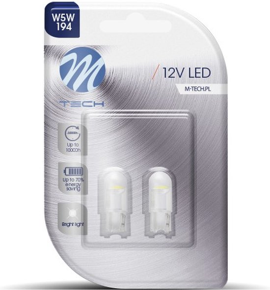 M-Tech LED W5W 12V - Basic 1x Led diode - Wit - Set | bol