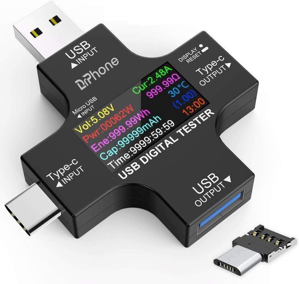 DrPhone USB Digitale Tester - Multimeter – Veiligheidstester + USB C ...