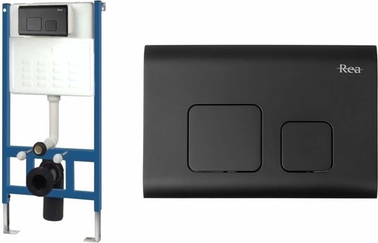 REA Dual Flush Inbouwreservoir H112 + Drukplaat F - Mat Zwart | bol