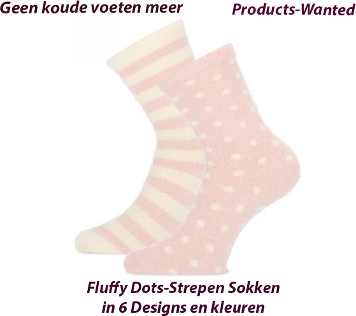 6 Paar Dames Super Zachte Fluffy Dots-Strepen Sokken in 6 Designs en ...