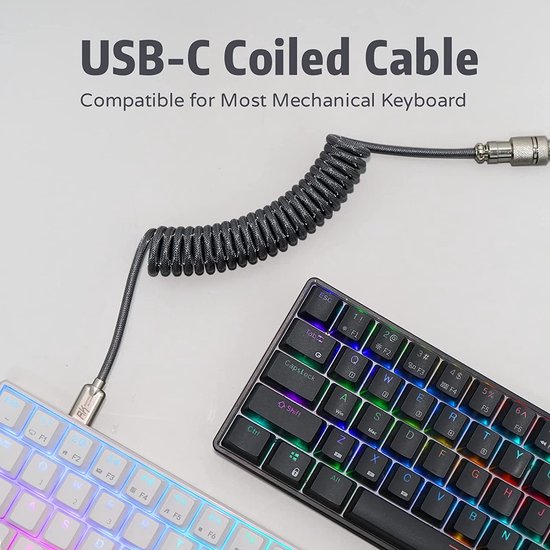 Royal Kludge Coiled Cable - USB-C Kabel - Mechanisch Toetsenbord Kabel ...