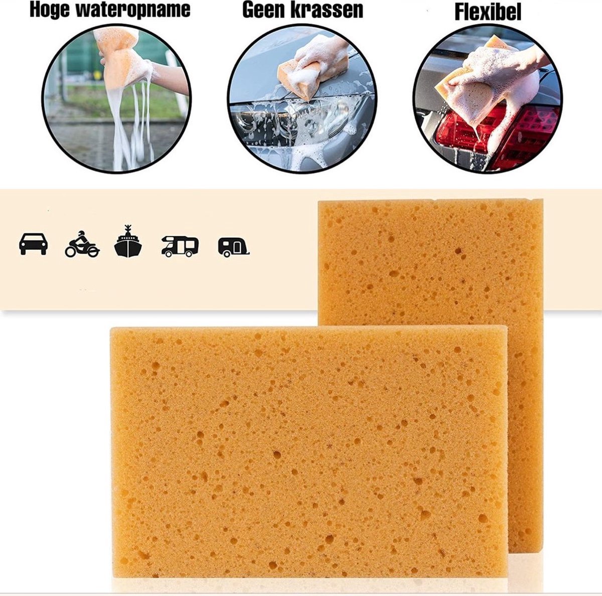 Grote schoonmaakspons - 2x viscose autospons - spons ...