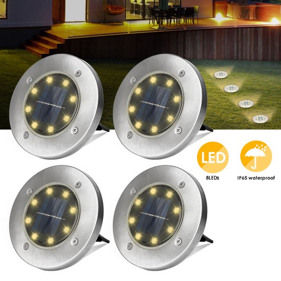 4x Solar Led Zonne LED Grondspots Solar Tuin Set Buitenlamp ...