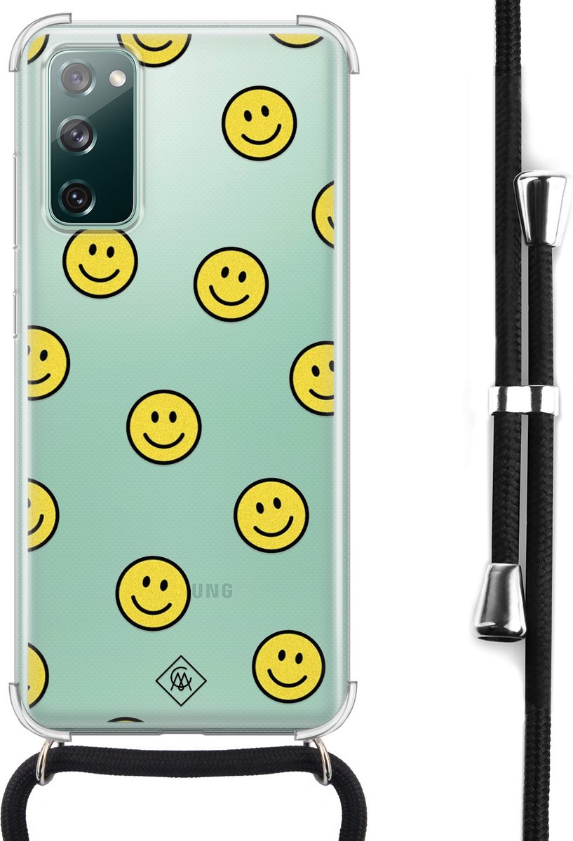 Samsung Galaxy S20 FE hoesje met koord - Smileys - Geel - Geen opdruk - Afneembaar... | bol.com