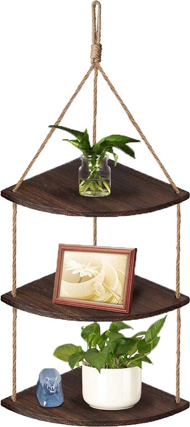 Hoekplank - Wandplank met 3 Niveaus - Zwevende Wandplank Hangend ...