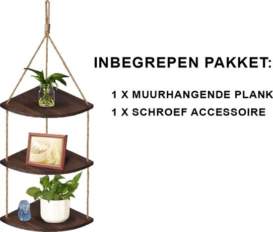 Hoekplank - Wandplank met 3 Niveaus - Zwevende Wandplank Hangend ...