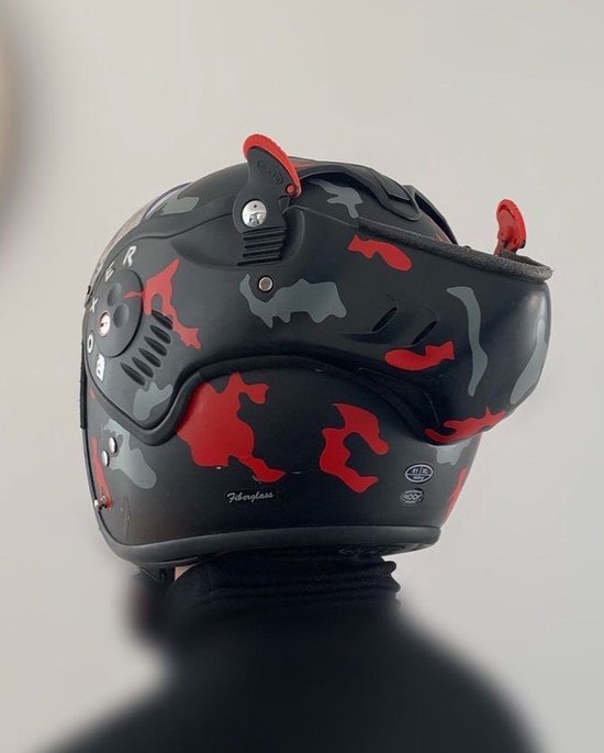 Helmstickers - Shark helm - Boxer helm - Camo - Rood & Grijs | bol