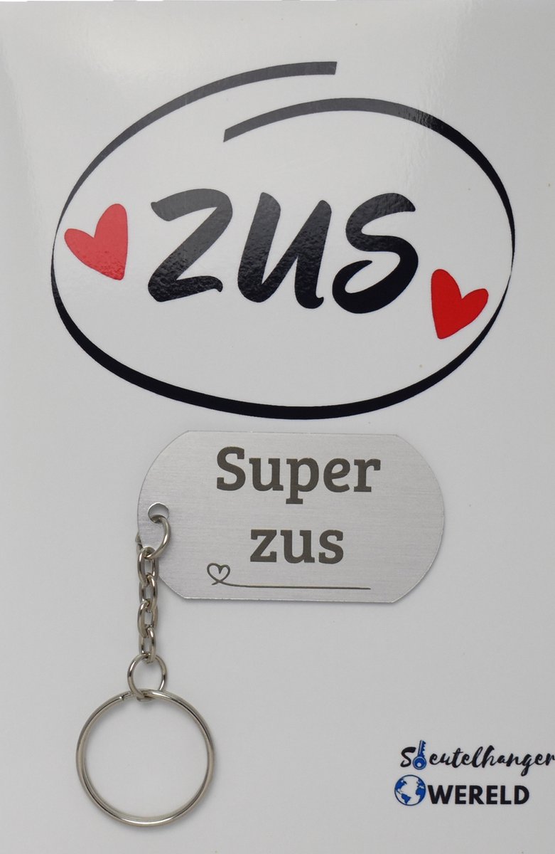 Super zus Sleutelhanger inclusief kaart - zus cadeau - cadeaupakket ...