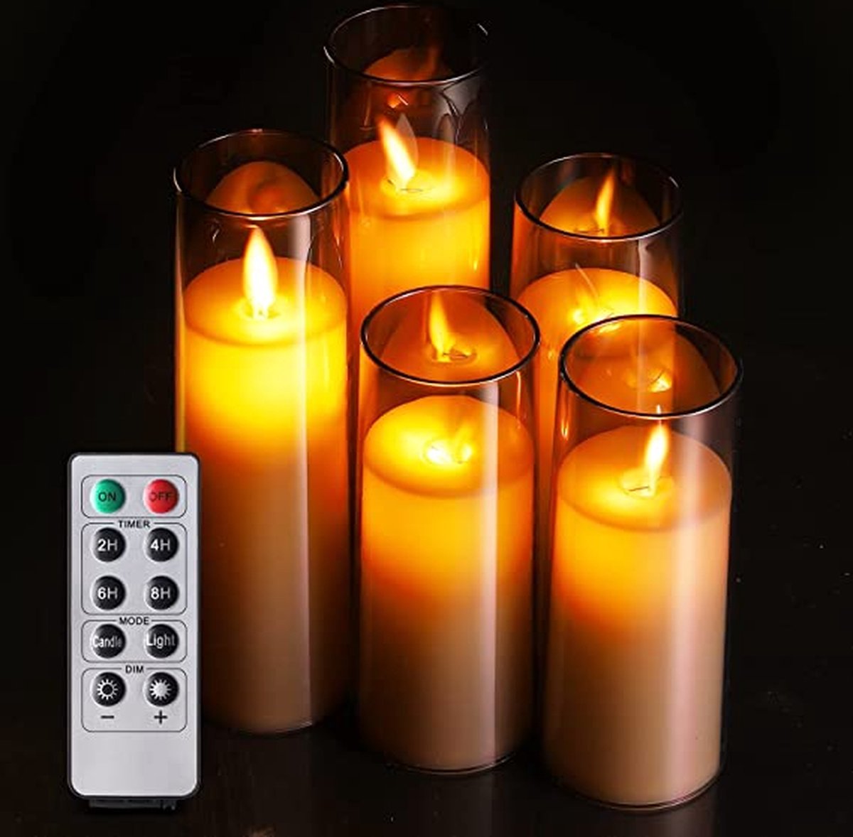 LED-kaarsen - met afstandsbediening en timer - LED-knipperende kaarsen ...