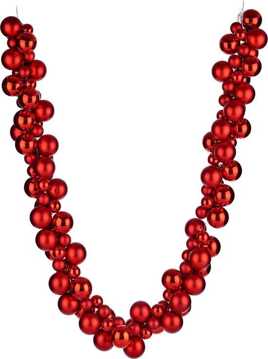 Arte r Kerstslinger - met kerstballen - rood - guirlande - 140 cm | bol.com