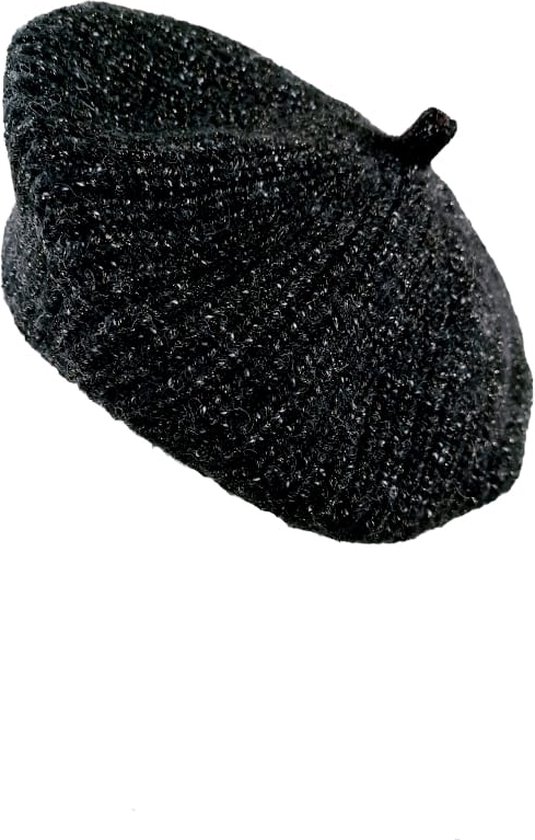 Mooie Dames Baret Zwart- Vintage gebreide Baret- wintercollectie ...