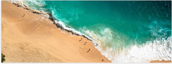 WallClassics - Poster (Mat) - Golven op het Strand van Boven - 90x30 cm ...
