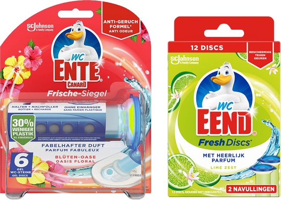 Wc eend Fresh discs Flower Oasis + Navulling Lime 2 x 6 discs | bol