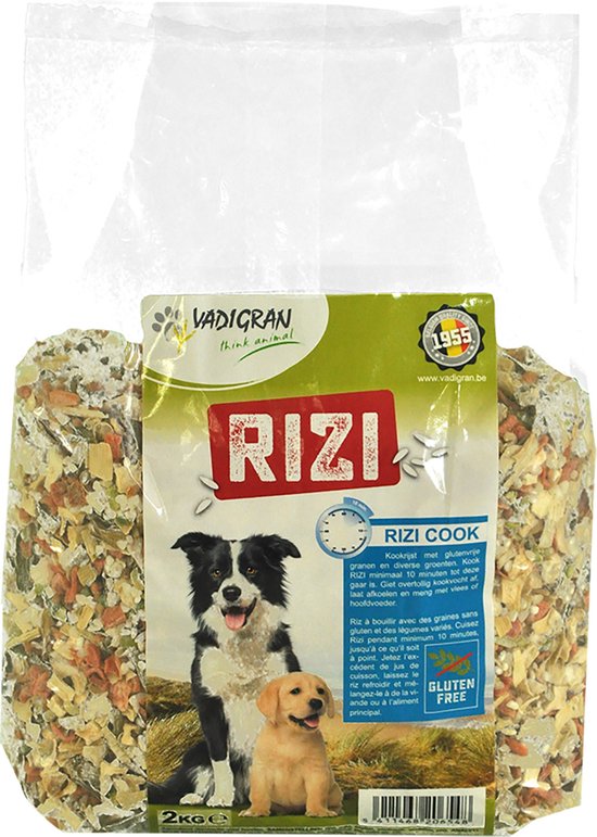 rizi-cook_glutenvrije kookrijst zonder gluten_met groenten_2kg_hondenvoeding. | bol
