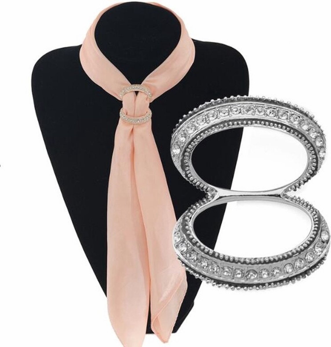 Fako Bijoux® - Sjaalklem - Sjaal Klem - Sjaal Ring - Oval Eight Strass ...