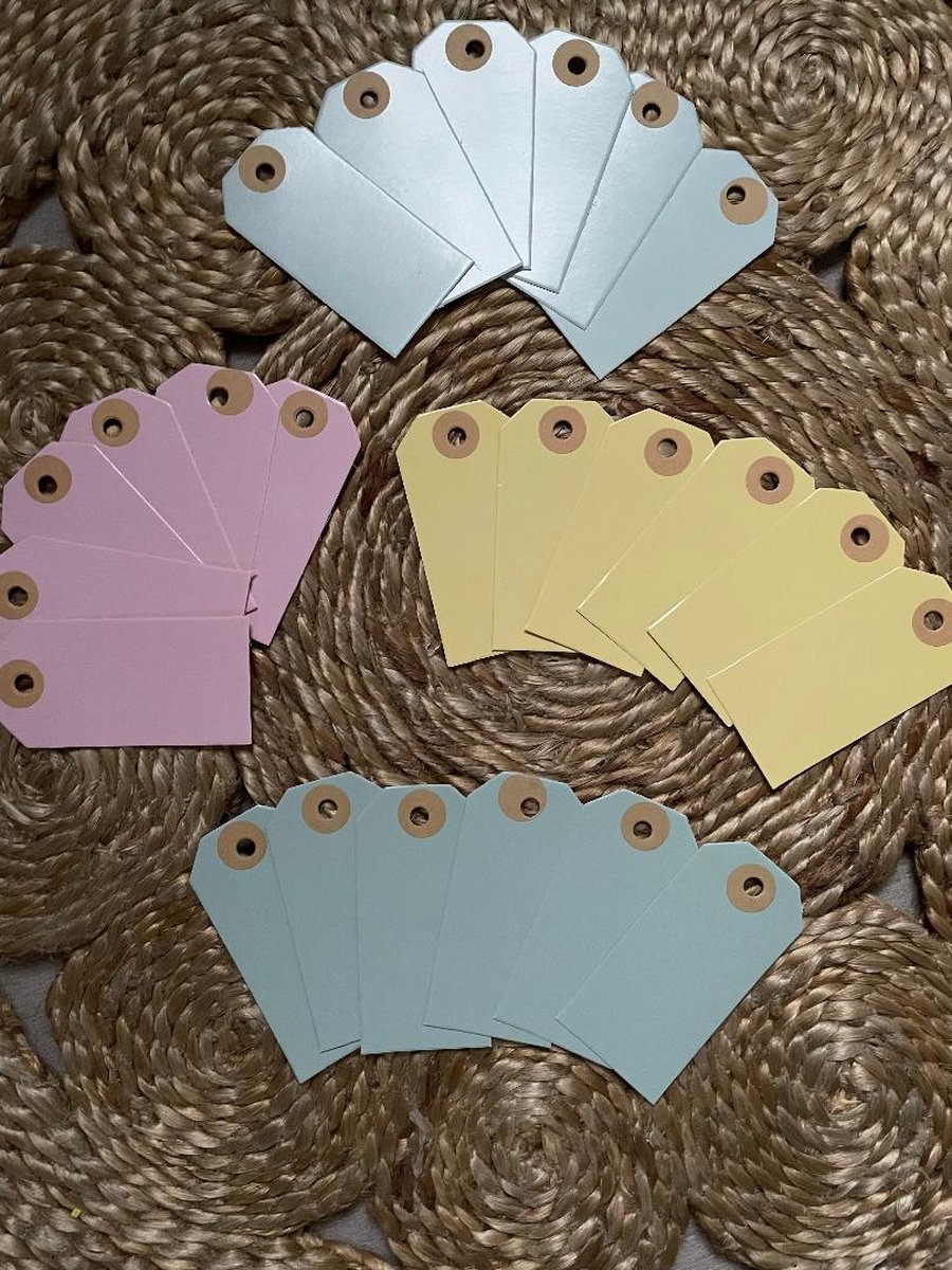 Retro / Vintage - Label Kaartje - Pastelkleuren - Rose - Groen - Blauw ...