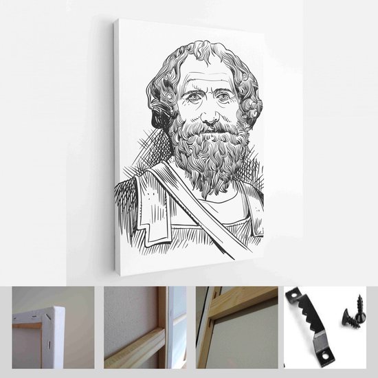 Archimedes (287-212 V.CHR.) portret in de illustratie van de lijnkunst ...