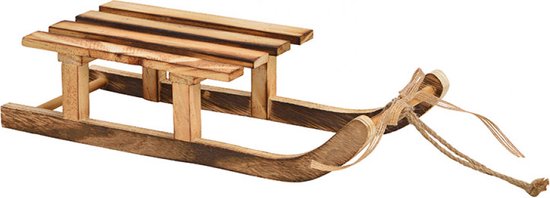 Bruine houten slee (b / h / d) 31x7x12cm - Decoratieve slee | bol