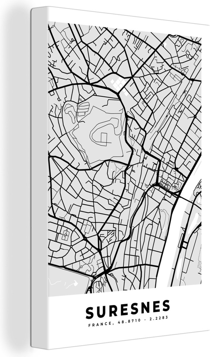 Toile Peinture Plan d'Etage - Carte - Plan de Ville - France - Suresnes ...