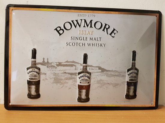 Bowmore single malt whisky Reclamebord van metaal 30 x 20 cm GEBOLD ...