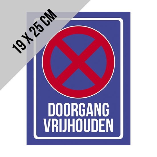 Pictogram/ bord | "Doorgang vrijhouden" | 19 x 25 cm | Niet parkeren ...