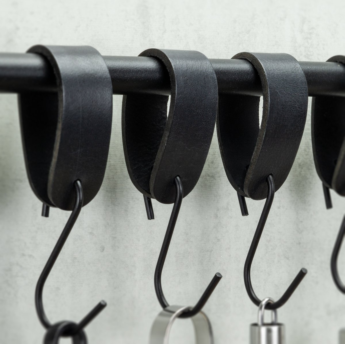 Buffel&Co Ophanghaken - Leren S-haak hangers - Zwart - 4 stuks - 15 x 2 ...